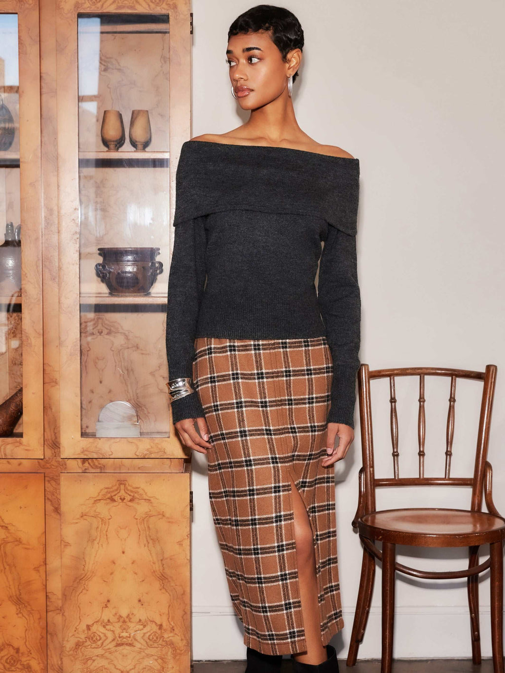 Monique Sweater - Off-the-Shoulder Knit with Stylish Fold Over Design ...