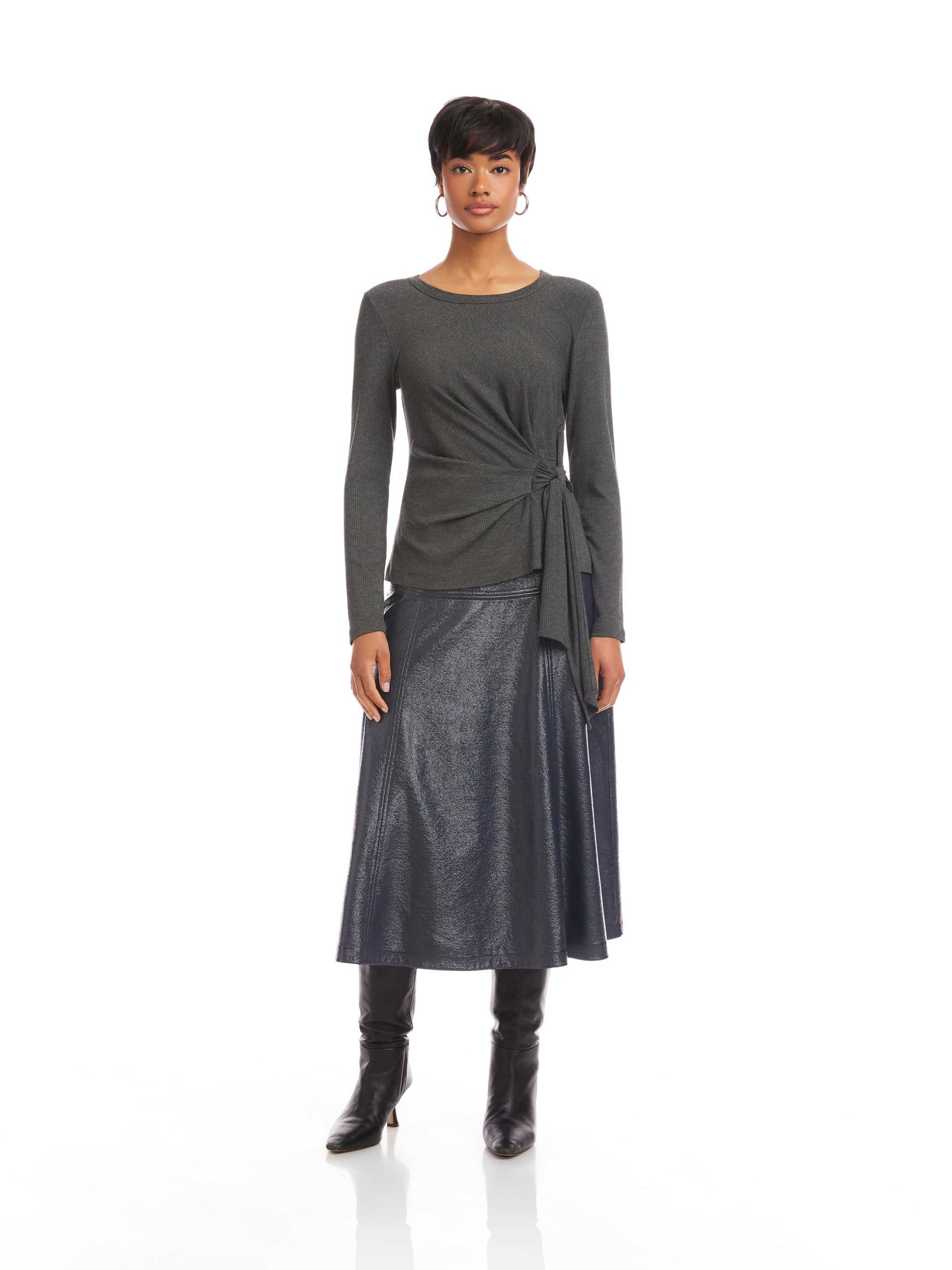 Addy Side-Knot Top - Stylish Rib Knit Top for Casual & Polished Looks ...